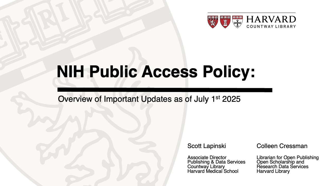 Update to NIH Public Access Policy | Countway Library